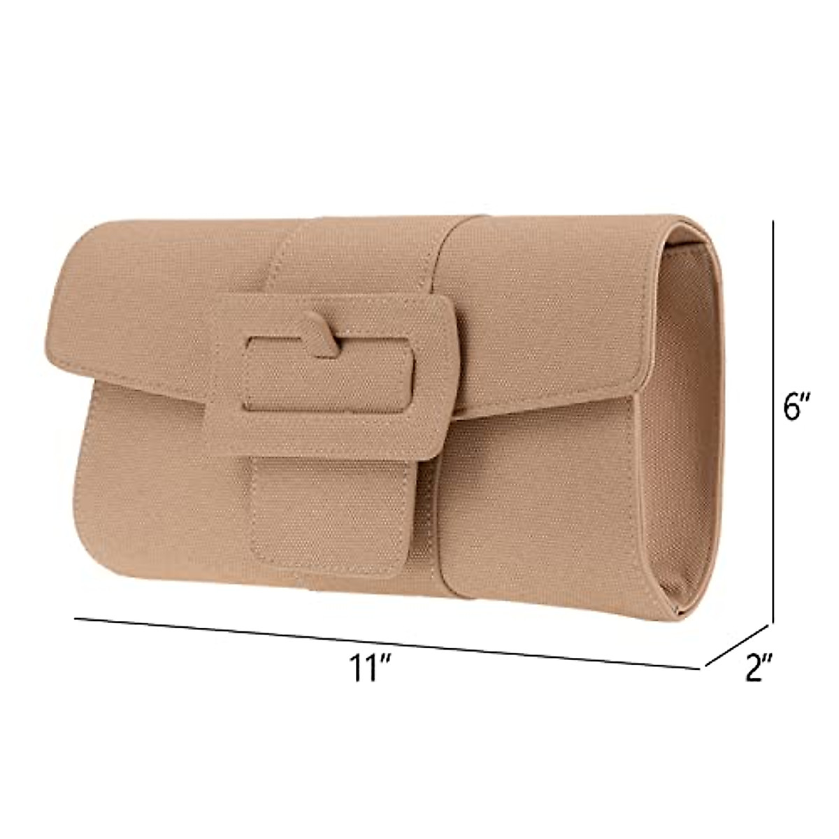 Synthetic Leather Belted Envelope Clutch, Beige1