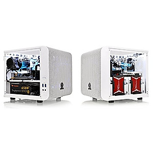 Thermaltake Core V1 Snow Edition SPCC Mini ITX Cube Computer Chassis CA-1B8-00S6WN-01, White