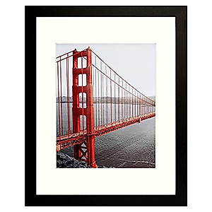 Frametory, 11x14 Picture Frame - Made to Display Pictures 8x10 with Mat or 11x14 Without Mat - Wide Molding - Pre-Installed Wall Mounting Hardware (Black, 1 Pack)