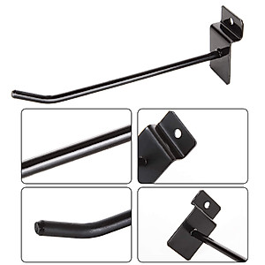 32Pack Slatwall Hooks, 8” Heavy Duty Panel Display Hooks, Commercial Grade Slat Board Hooks for Panel, 1/8” Thickness Metal Slatwall Deluxe Hooks for Garage Shop Retail Display, Black