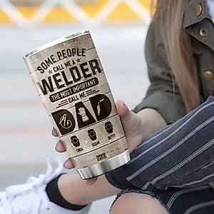 ZOXIX The Most Important Call Me Dad Tumbler Personalized Photo Gifts For Daddy From Kids Welder Accessories Gift For Father Stainless Steel Cup 20oz Cool Welding Gifts For Dad