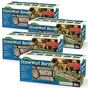 Gardeneer by Dalen Stone Wall Border Landscape Edging Border – 6 Inch Garden Edging Border – Hand Painted Easy DIY Installation Edging for Landscaping – Lightweight Realistic Design (Grey) 4 Pack