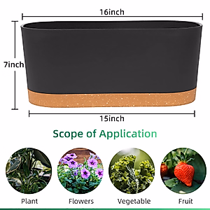 QCQHDU 2 Pack Window Planter Box 16” x 7", Self Watering Plant Pots for Indoor Plants Home Garden Flower Pot with Drainage Hole and Tray
