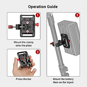 SmallRig Mini V Mount Battery Plate, V-Lock Mount Battery Plate with Crab-Shaped Clamp for Camera Power Supply - 2989