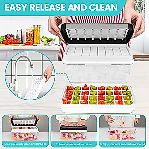 Ice Cube Tray,Ice Trays for Freezer with Lid and Bin,Ice Cube Trays for Freezer with 2 trays,Easy Release 64 pcs Ice,Ice Cube Molds,BPA Free