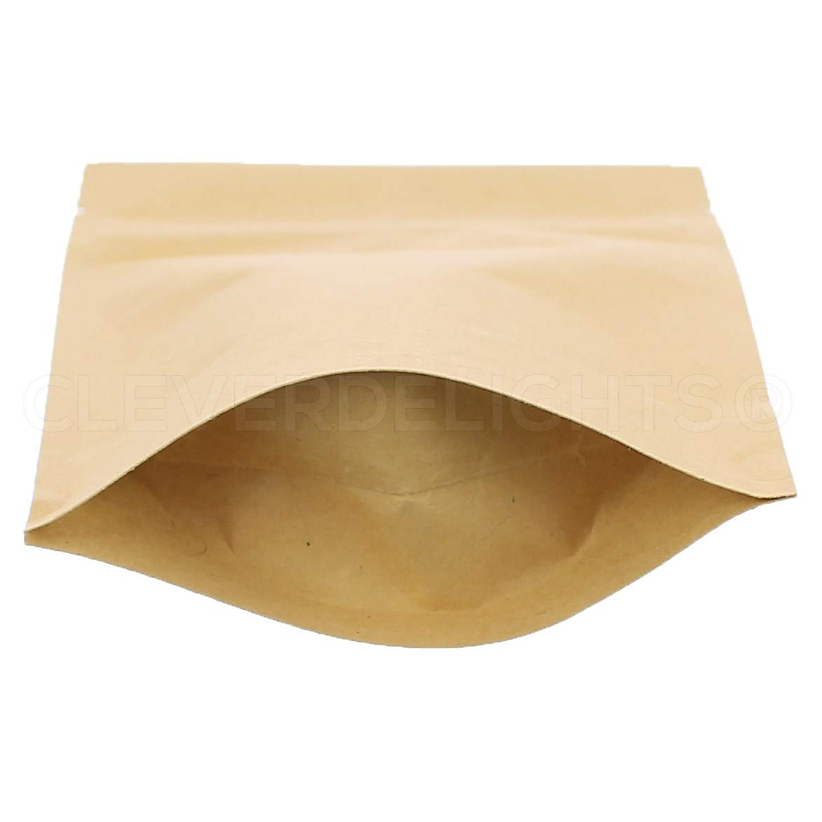 CleverDelights Kraft Stand Up Pouches - 2oz - 50 Pack - 4" x 6" x 2" - Resealable Bag