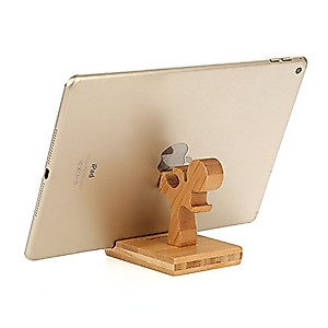 Homode Cell Phone Stand, Bamboo Wood Phone Holder and Cute Phone Stand Compatible with iPhone 11 Pro X Plus 8 7 6, Ipad and Tablets, Bamboo Desk Organizer Accessories (Kung fu)