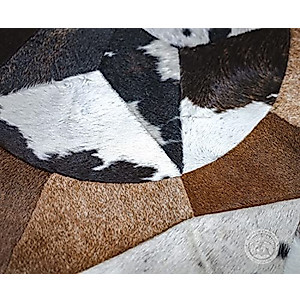 Genuine Round Cowhide Rug Rodeo Star Patchwork 60" Area Rug
