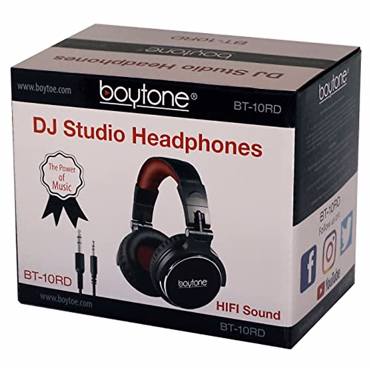 Boytone BT-10RD Wired Over Ear Headphones Hi-Res Studio Monitor & Mixing DJ Stereo Headsets with 50mm Drivers and 1/4 to 3.5mm Audio Jack, Foldable for Computer Recording Phone Guitar Laptop – Red