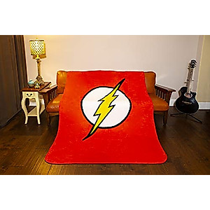 Plush Throw Blanket - The Flash Logo - Twin Bed 60"x 80" - Faux Fur Blanket for Beds, Sofa, Couch, Picnic, Camping