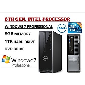Dell Inspiron 3650 High Performance Desktop PC, Intel Core i3-6100 Processor 3.70 GHz, 8GB RAM, 1TB 7200RPM HDD, DVD +/- RW, WIFI, Bluetooth, HDMI, VGA, Windows 7 / 10 Professional
