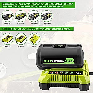 ADVNOVO 40V 6000mAh Lithium-ion Battery Replacement for Ryobi 40-Volt Collection Cordless Power Tools OP4040 OP4026 OP4030 OP4050 OP4060A Compatible with Ryobi 40V Battery