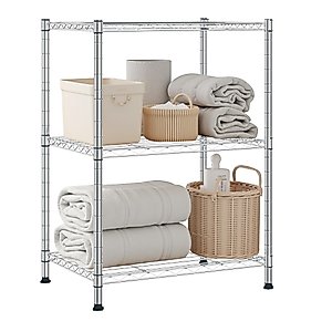 Land Guard Height-Adjustable Chrome Storage Racks and Shelving, 3-Tier Wire Shelf, Metal Rack Shelving, Narrow Storage Rack for Laundry Bathroom Kitchen Pantry Closet (16”L x 12”W x 30”H)…