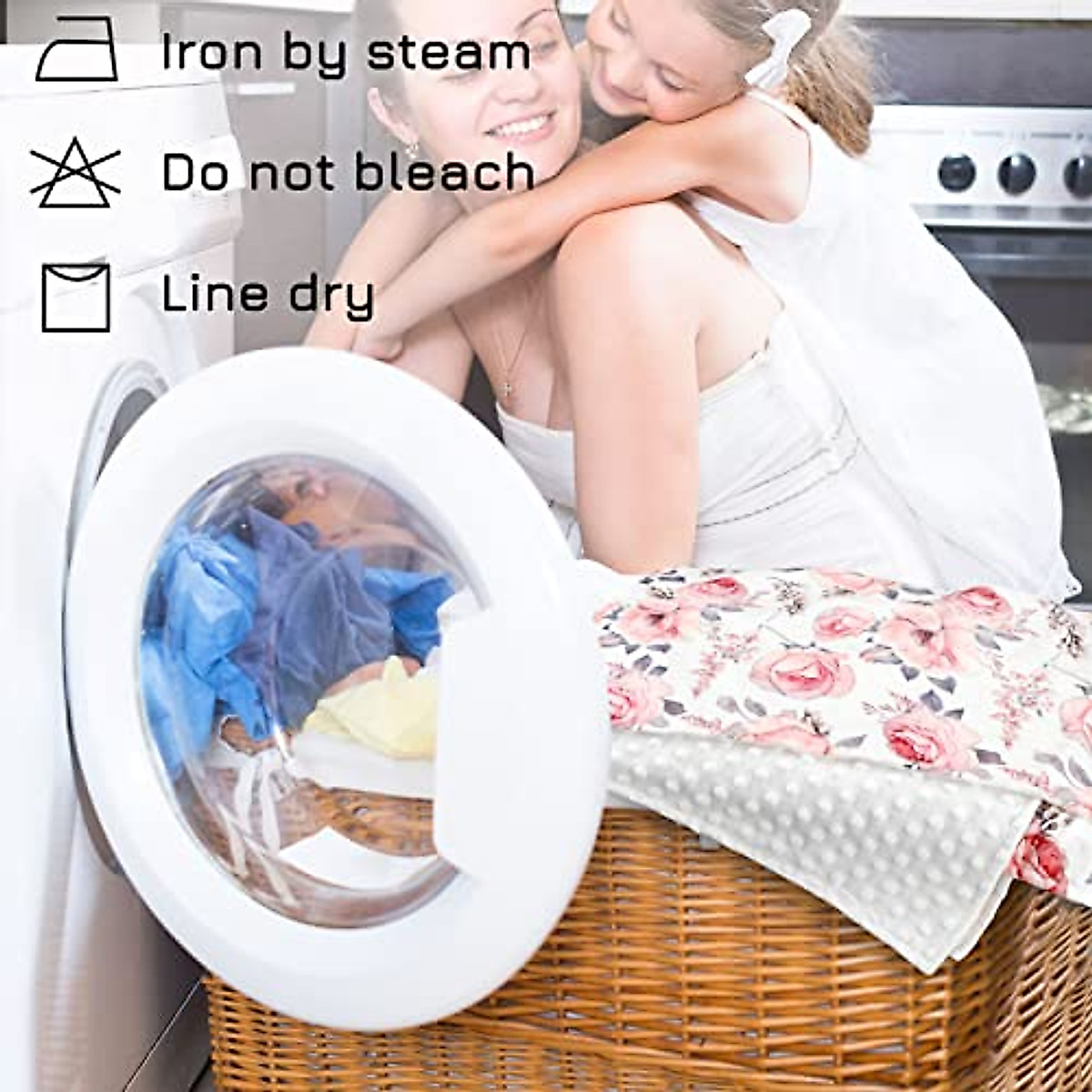 Baby Blanket for Girls, Super Soft Double Layer Minky Blankets with Dotted Backing, Floral Newborn Nursery Bed Blanket, Pink Flower, 30 X 40 Inches