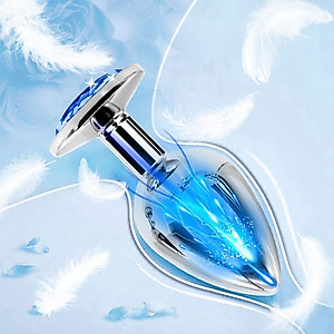 Metal Suction Cup Realistic Classic Jewelry Crystal Diamond Beginner Plug Double Headed Solid Stainless Steel in Diamonds (Blue) Suitable for Men and Women - hPKhx25-7