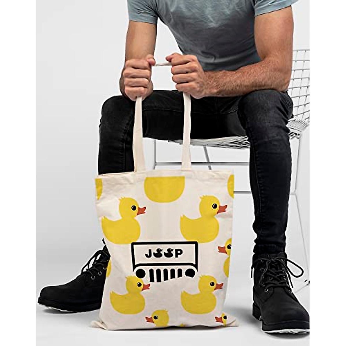 You've Been Ducked, Duck Duck Tote Bag, Purse For Duck Lovers, Yellow Duck Carrying Sack, Rubber Ducks Bag, Ducking Tote Bags, Natural Canvas Tote Bag - Reusable Shopping Bag