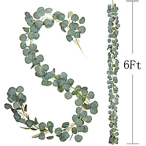 DearHouse Artificial Eucalyptus Garland Faux Silk Eucalyptus Leaves Vines Handmade Garland Greenery Wedding Backdrop Arch Wall Decor