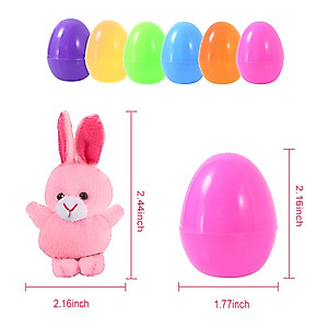 ThinkMax 12 pcs Easter Eggs Filled with Mini Plush Animals Toy for Easter Basket Stuffers/Fillers, Eggs Hunt, Party Favor