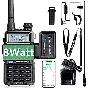 BaoFeng Radio (Upgraded from BaoFeng UV-5R) 8Watt Ham Radio Handheld Supported Phone Program with 771 Long Antenna Wireless Programmer Dual Band Walkie Talkies Two Way Radio Includes Full Kit