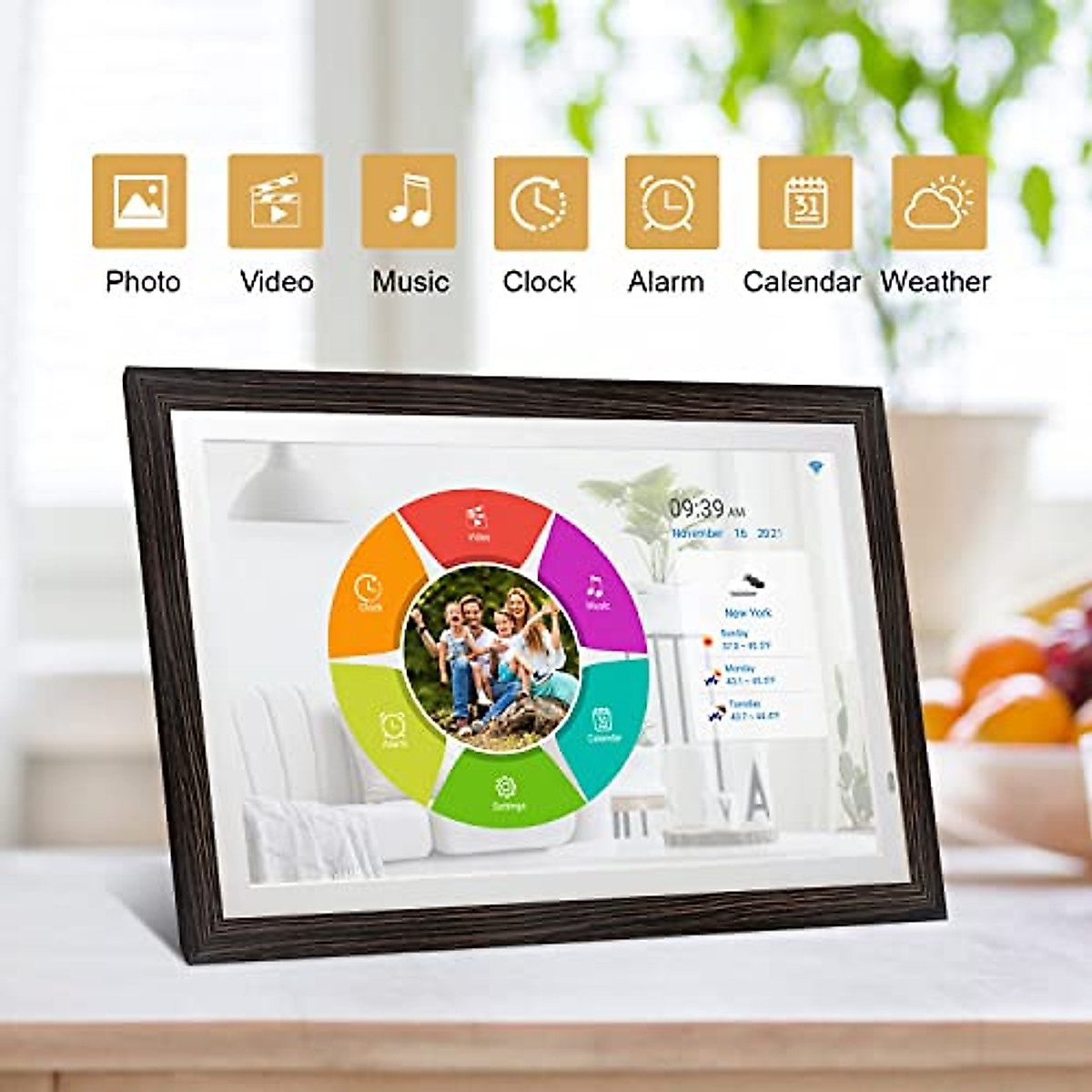 21.5 Inch Large WiFi Digital Picture Frame with 1920x1080 FHD IPS Screen, Send Photo/Videos Via APP or Email, 16GB Storage, Support USB Drive/SD Card Extend Storage, Manual Rotation, Wall Mountable