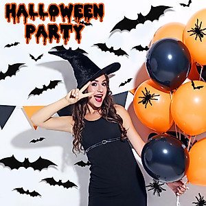 150 Pcs Bat Halloween Decorations: Magicsky 3D PVC Stickers Bat Wall Decor, DIY Black Window Party Home Room Décor Supplies, 140 Bats and 10 Spiders with Foam Tape