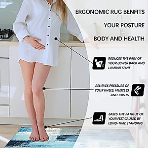 MAYHMYO Kitchen Mat 2 Piece Anti Fatigue Kitchen Floor Mat Non Slip Waterproof Memory Foam Cushioned Teal Kitchen Rugs and Kitchen Mats for Floor Laundry Room Home Office Sink