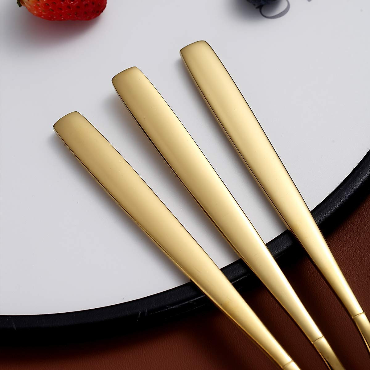 Berglander Gold Dinner Forks of 12, Stainless Steel Titanium Golden Plating Fork Set, Forks And Spoons Silverware, Spoons And Forks Set