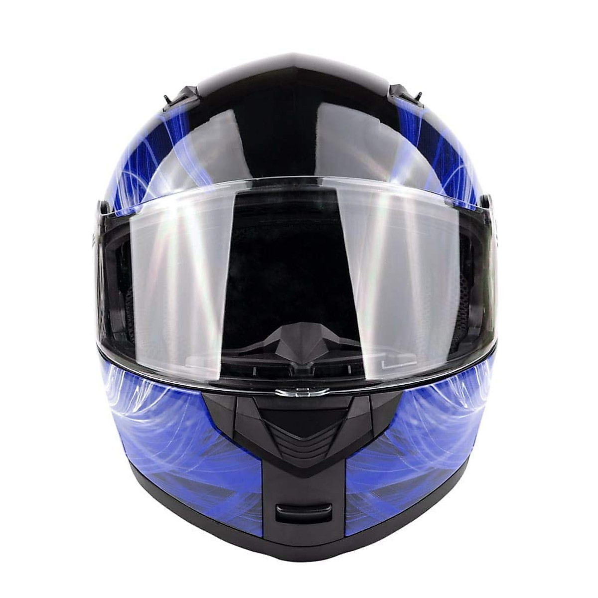 Typhoon TH158 Adult Modular Motorcycle Helmet DOT Dual Visor Full Face Flip-up - Blue Medium