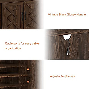 Okvnbjk TV Stand for 75 Inch TV with Storage,65 Inch Width Wood TV Stand for 65 70 75+ Inch TV with Soft Closing Door Hinges, Dark Walnut