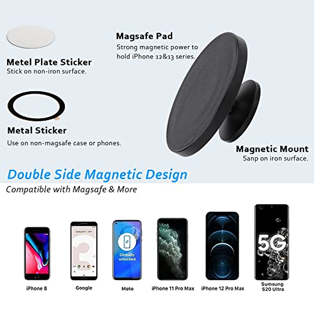 NewJourney Magnetic Phone Holder Compatible with Magsafe for Gym, Mag Safe Phone Mount for Peloton Bike Treadmill Compatible with iPhone 14 13 12 Pro Max Plus Mini (Black)