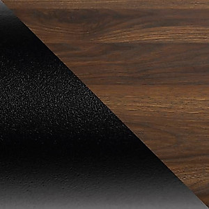 Walker Edison 4 Person Round Industrial Modern Wood Small Dining Table Dining Room Kitchen Table Set Dining Chairs Set, 40 Inch, Dark Walnut and Black