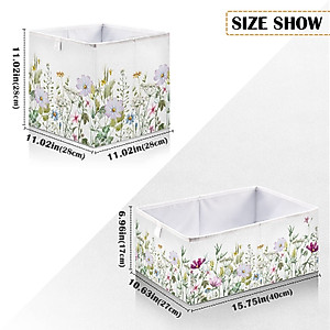 Qilmy Wildflowers Cube Storage Bin Large Foldable Storage Basket Organizer Bins for Home Office