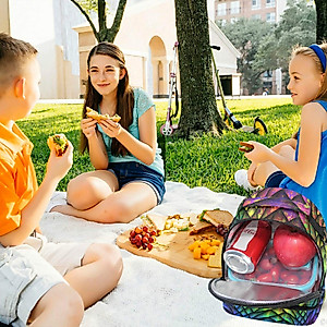 Naanle Colorful Dragon Scale 3D Print Lunch Bags for Women Men Youth Lunch Boxes Insulated Lunch Bag with Shoulder Strap Double Decker Dual Compartment Waterproof Reusable Lightweight Gift