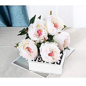 HoveBeaty Artificial Peony Silk Flowers Bouquet Home Wedding Decoration, 1 Pack, 5 Heads(Pink)