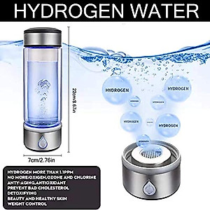 Portable Hydrogen-Rich Water Cup Generator,Up to 1500PPB with New SPE PEM Technology, Rechargeable Water Machine Ionizer,Health Cup Glass Water Bottles with Alkaline Energy (380ml)
