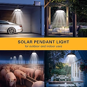 SyouHome Solar Pendant Lights, 78 LED 900LM Dual Head Solar Shed Lights with Motion Sensor/IP65 Waterproof/4 Modes, Solar Daytime Work Lights for Outdoor, Inside House, Garden, Patio, Barn, Shed