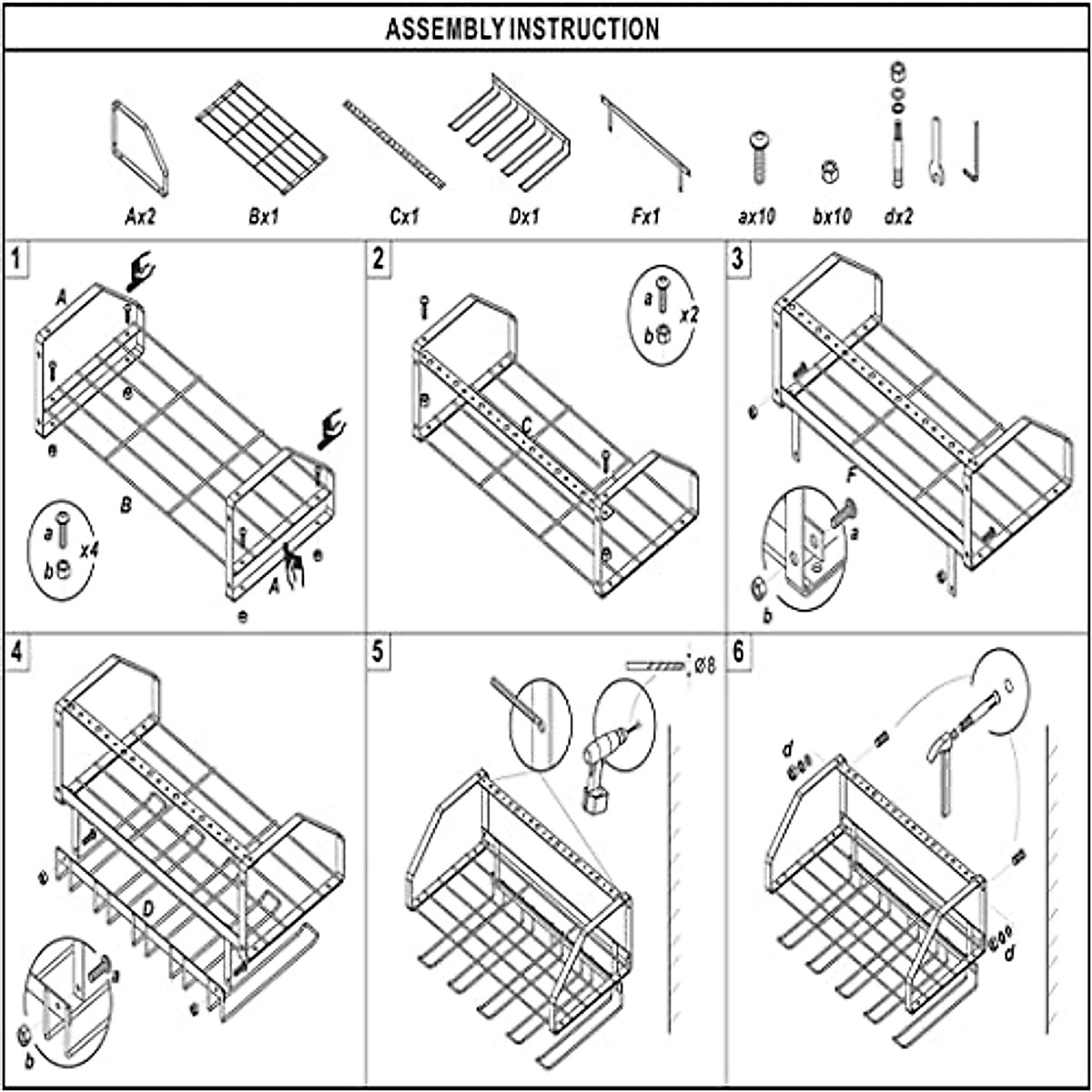 Bi Fang Power Tool Organizer, Storage Rack for Garage Organization, Wall Mount Cordless Drill Holder and Battery Shelf, Tools Shelves with Charging Station