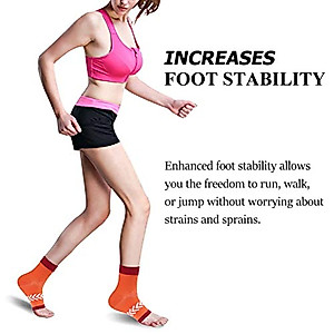 SuMade Compression Sleeve, Womens Girls Nurses Gifts Cycling Foot Arch Support Yoga Comfortable Sleeping Ankle Brace Socks For Plantar Fasciitis Injury Swelling 1 Pair Orange (S/M)