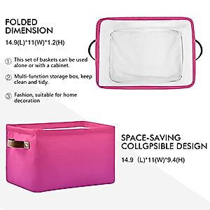 xigua Storage Basket Plain Pink Solid Color Storage Bin with Handle, Large Storage Cube Collapsible for Shelves Closet Bedroom Living Room 1PC