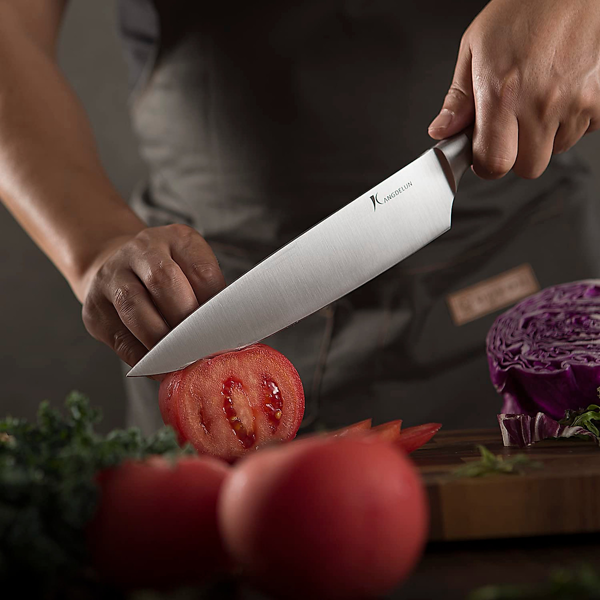 Kangdelun Natura Series 15 PCS Knife Block Set, Ultra Sharp High Carbon Stainless Steel with Wooden Handle