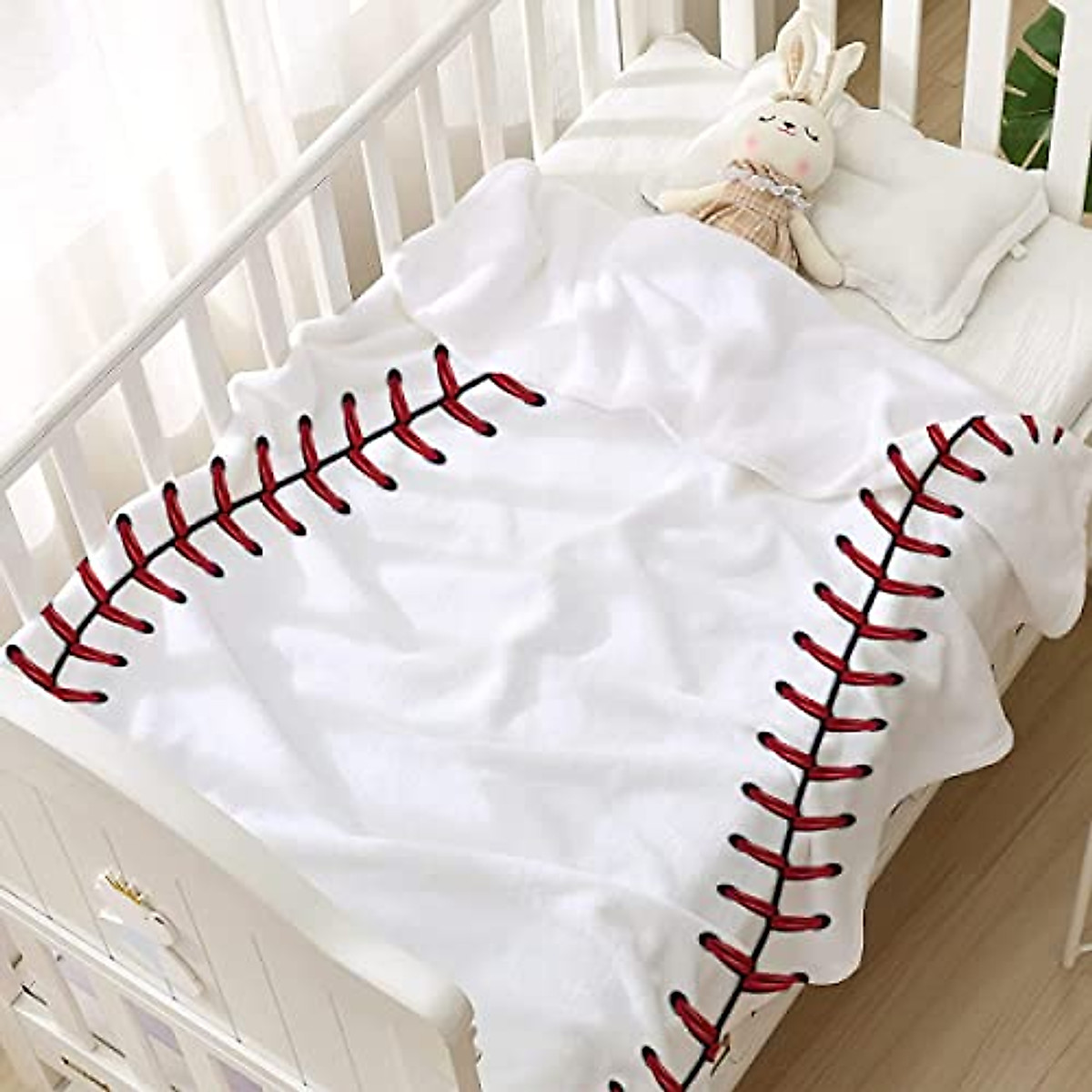 RICKYOUNG Baseball Style Flannel Lightweight Blankets Quilt Plush Fleece Soft Bedding Throw Blanket for Couch and Bed 80"x60" for Adult