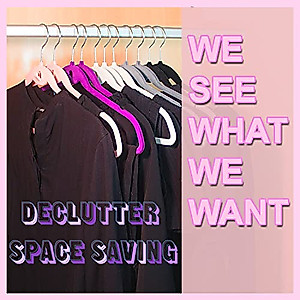 HozyFrozy Multi-Color Premium Velvet Hangers with Mini Hooks, Pack of 50, Non-Slip Space Saving Cascading Clothes and Suit Hangers, Purple, Pink, White, Grey and Black