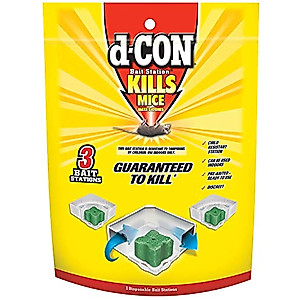 d-CON Disposable Corner Fit Mouse Poison Bait Station, 3 Bait Stations