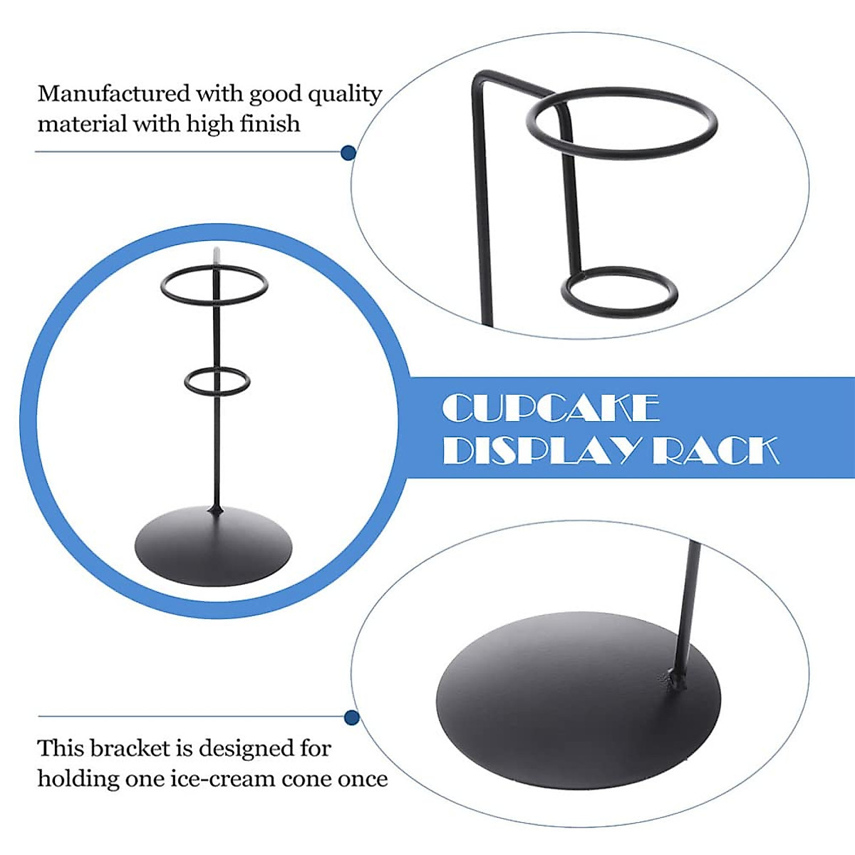 Operitacx 3Pcs Ice Cream Cone Holder Iron Popsicle Display Stand Egg Cone Holder Racks Waffle Cones Holder DIY Baking Rack Food Serving Rack