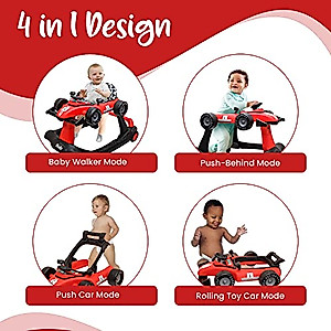 NALO 4-in-1 Baby Walker, Foldable Activity Walker 3 Adjustable Height & Speed, Comfy Padded Seat, Lights & Music, Fun Toddler Push Car, Walker with Wheels, Baby Standing Toy for Boys Girls 6-36 Month