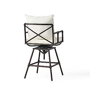 Christopher Knight Home Northrup Pipe Outdoor Adjustable Barstools, 2-Pcs Set, Black Copper