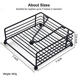 Napkin Holder for Table, Simple Design Black Iron Napkin Holder, Napkin Holders for Paper Napkins, Elegant Flat Paper Napkin Holder for Table, Kitchen, Countertops & Outdoor Tables，Line 7”x 7”