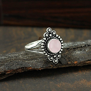 1, 80Cts Two Stone Natural Rose Quartz 925 Silver Overlay Ring Size 12 For Women, Handmade Pink Stone January Birthstone Ring Jewelry Gift For Her