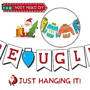 Funnlot Ugly Sweater Party Banner Not Need DIY Tacky Sweater Decorations Ugly Sweater Party Supplies Eat Drink And Be Ugly Banner Tacky Christmas Sweater Garland For Wintertime Holiday Office