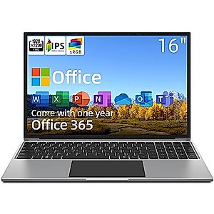 jumper Laptop, Quad-Core Intel Celeron CPU, 4GB RAM 128GB EMMC, 16“ FHD IPS 1920x1200 Screen, Windows 11 Laptop Computer with Office 1-Year Subscription, 4 Speakers, 2.4/5G WiFi, Expandable 1TB SSD.
